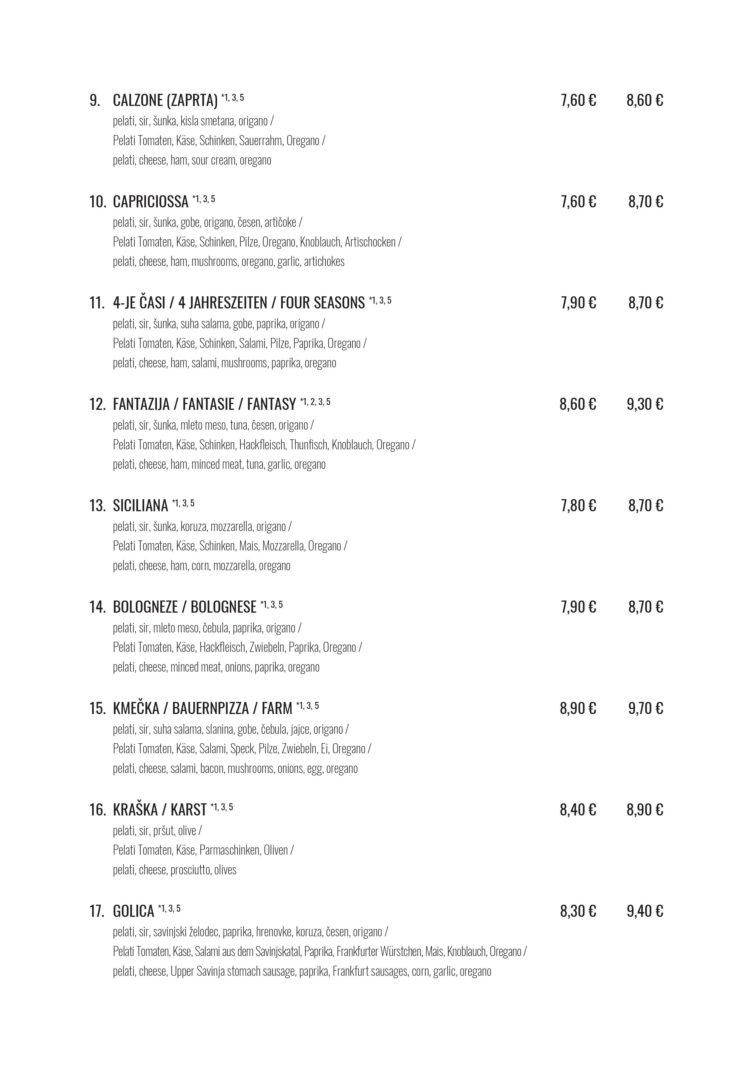 JEDILNIK - MENU ~ Gostilna s pizzerijo Pri Peku